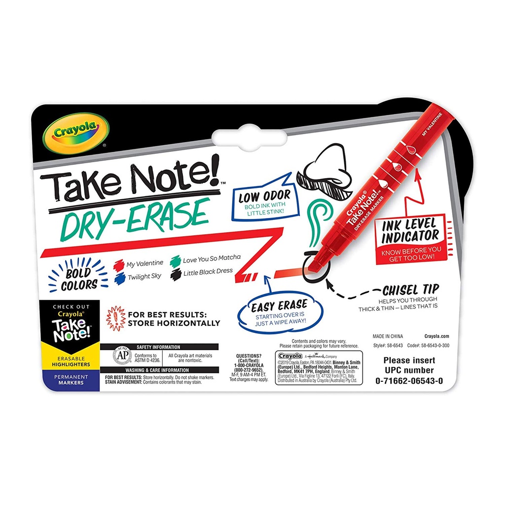 Crayola 4ct Take Note! Broad Line Dry Erase Markers | School Aids