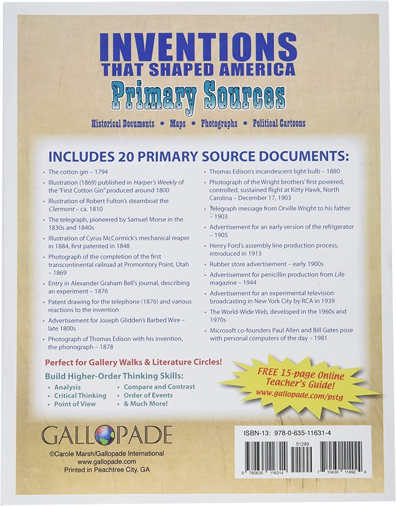 Primary Sources: Inventions That Shaped America | School Aids