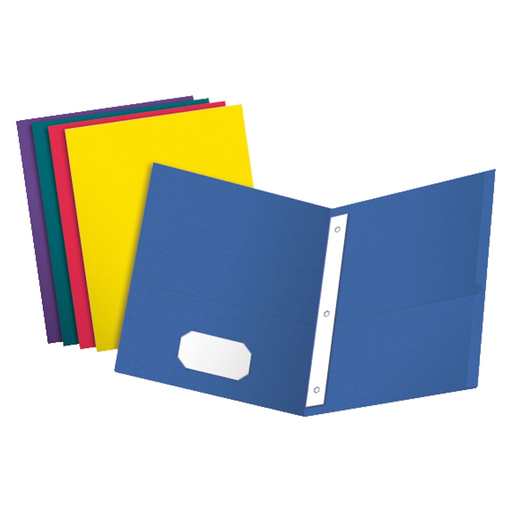 25ct Assorted Two Pocket Portfolio with Prongs | School Aids