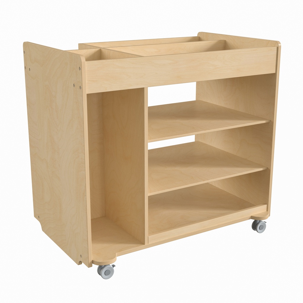 Wooden Horizontal & Vertical Compartments Mobile Storage Cart with ...